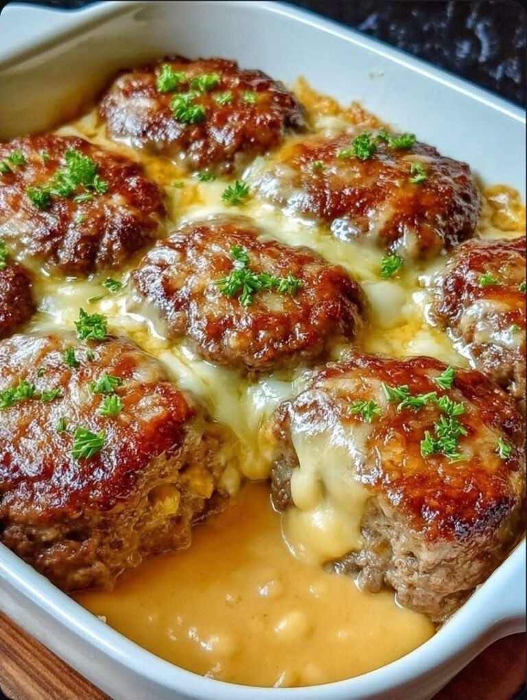 Cheesy Baked Meat Patties in Creamy Sauce – Food Lovers